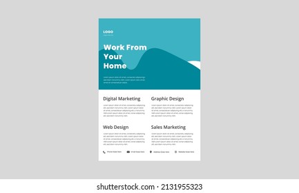Work Home Flyer Design Template Working Stock Vector (Royalty Free ...