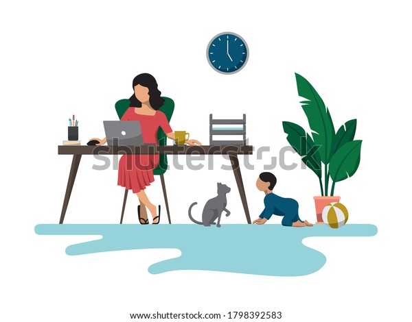 Work Home Graphic Illustration Stock Vector (Royalty Free) 1798392583