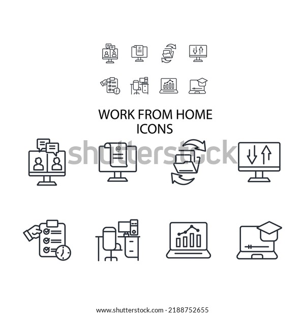 Work Home Icons Set Work Home Stock Vector (Royalty Free) 2188752655 ...