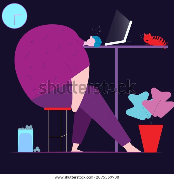 Work Home Illustration Wfh Stock Vector (Royalty Free) 2095559938 ...