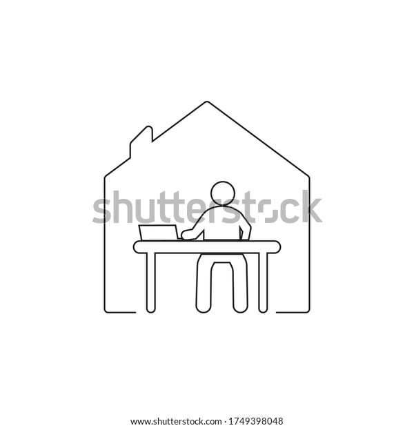 Work Home Logo Social Distancing Vector Stock Vector (Royalty Free ...