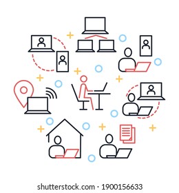 Work Home Set Icon Template Color Stock Vector (Royalty Free ...