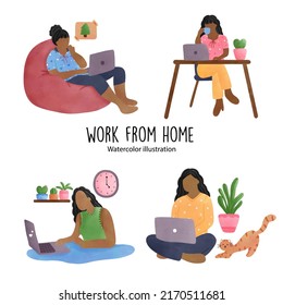 Work Home Working Vector Illustration Stock Vector (Royalty Free ...