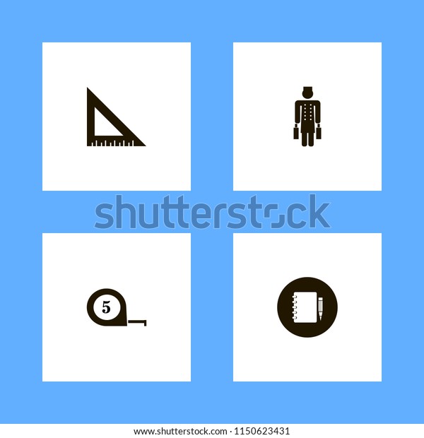 Work Icons Notebook Pencil Ruler Tape Stock Vector (Royalty Free ...