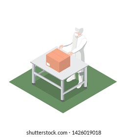 Work Packaging Product Into Production Line Stock Vector (Royalty Free ...