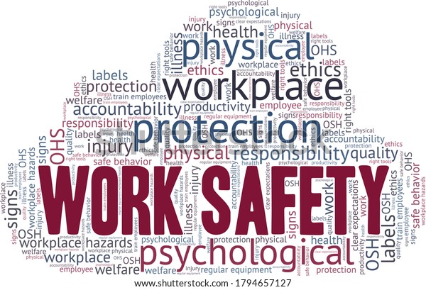 Work Safety Word Cloud Isolated On Stock Vector (Royalty Free) 1794657127