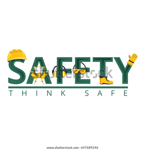 Work Safety Word Conceptsafety Equipmentvector Illustration Stock ...