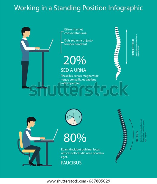 Work Sitting Standing Infographics Illustration Spine Stock Vector ...