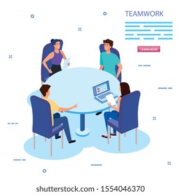 Work Team Group Meeting Avatar Characters Stock Vector (Royalty Free ...