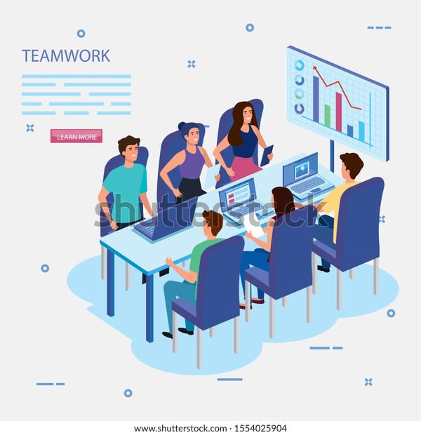 Work Team Group Meeting Infographics Vector Stock Vector (Royalty Free ...