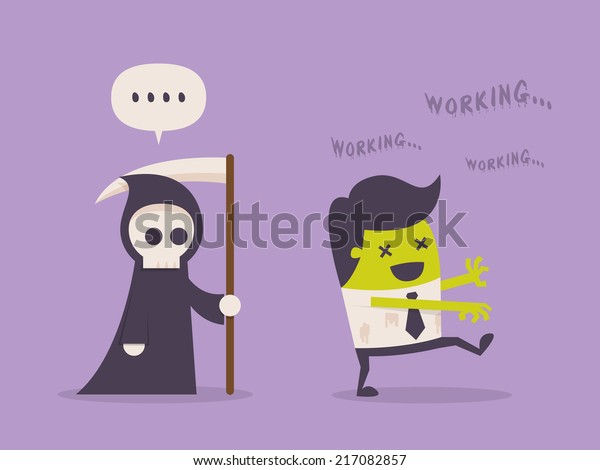 Workaholic Cartoon Vector Illustration: vetor stock (livre de direitos ...