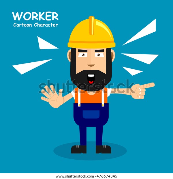 Worker Cartoon Character Shocked Expression Vector Stock Vector ...