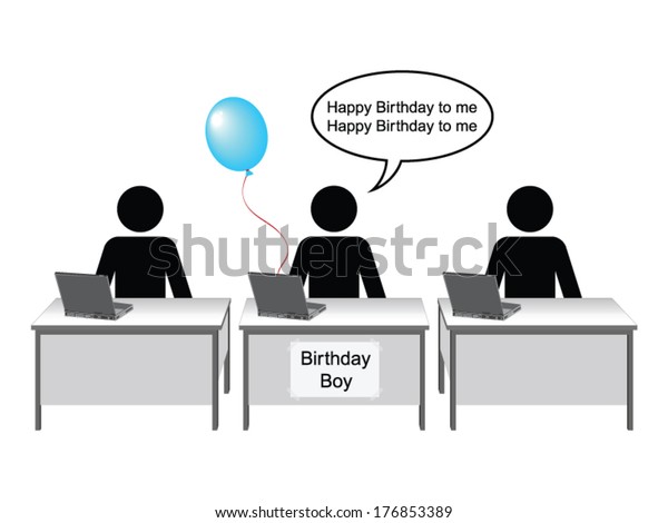 Worker Celebrating His Birthday Office Cartoon Stock Vector (Royalty ...