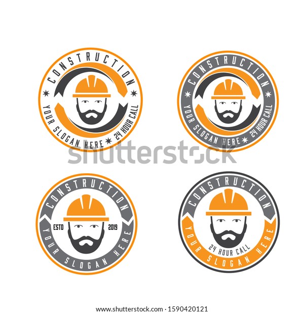 Worker Construction Service Logo Designs Stock Vector (Royalty Free ...