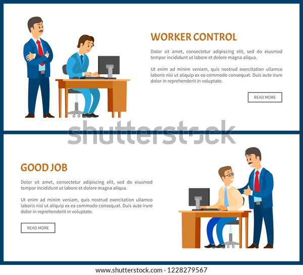 Worker Control Good Job Posters Company Stock Vector (Royalty Free ...