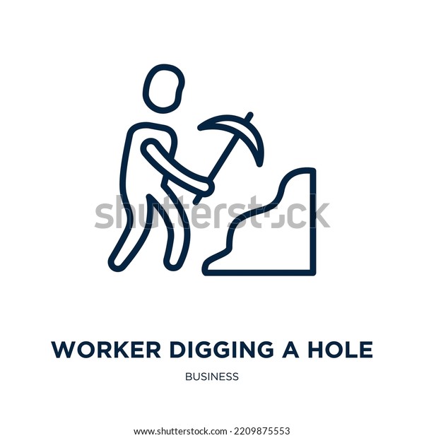 Worker Digging Hole Icon Business Collection Stock Vector (Royalty Free ...