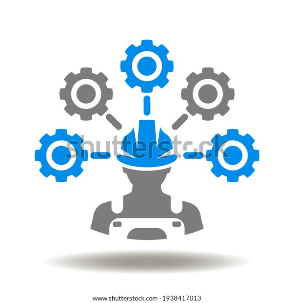 Worker Gears Icon Vector Roles Responsibility Stock Vector (Royalty ...