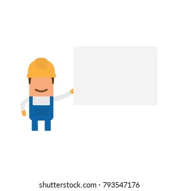 Worker Holding White Banner Vector Illustration Stock Vector (Royalty ...