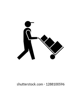 Worker Icon Pushing Trolley This Illustration Stock Vector (Royalty ...