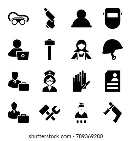 Worker Icons Set 16 Editable Filled Stock Vector (Royalty Free ...