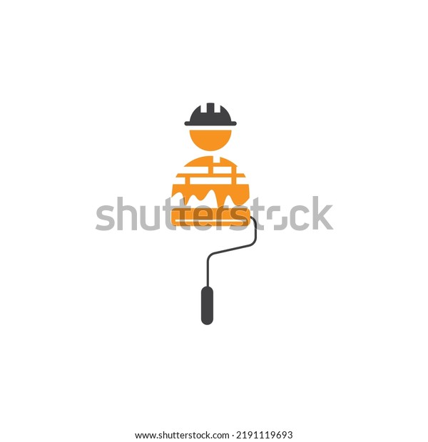 Worker Painting Construction Logo Vector Icon Stock Vector (Royalty ...