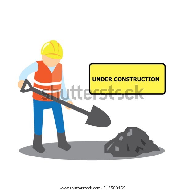 Worker Under Construction Sign Board Stock Vector (Royalty Free ...