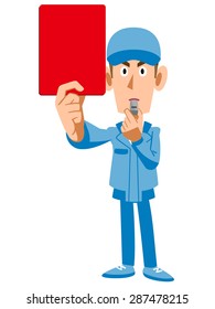 Workers Showing Red Card Stock Vector (Royalty Free) 287478215 ...