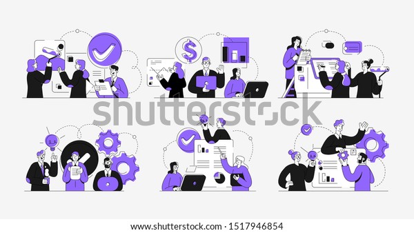 Workflow Management Business Concept Illustrations Collection Stock ...