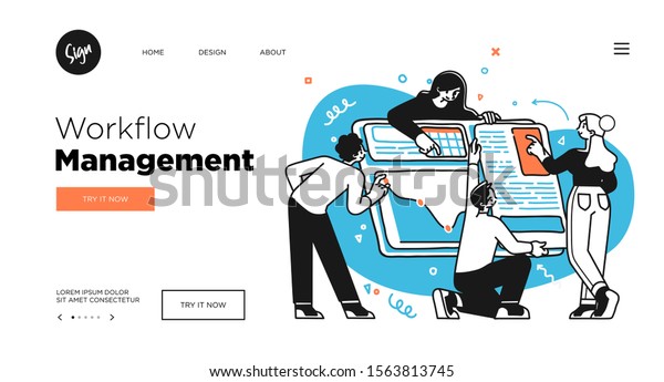Workflow Management Business Concept Web Page Stock Vector (Royalty ...