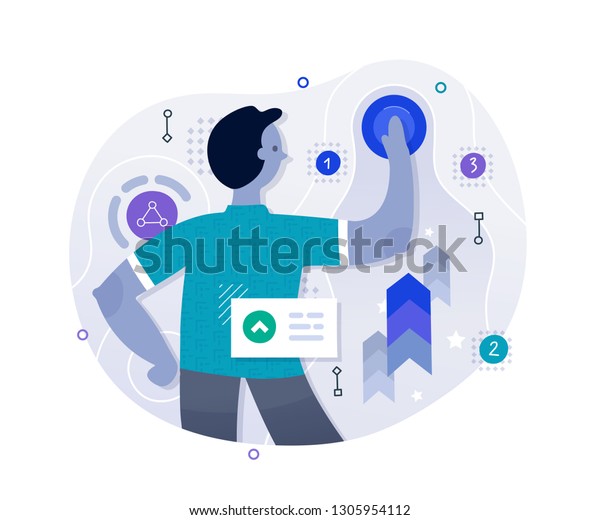 Workflow Management Concept Man Interacting Abstract Stock Vector ...