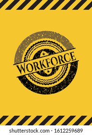Workforce Black Grunge Emblem Yellow Background Stock Vector (Royalty ...