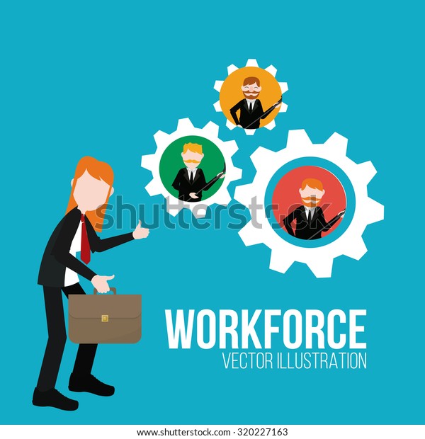 Workforce Illustration Over Blue Color Background Stock Vector (Royalty ...