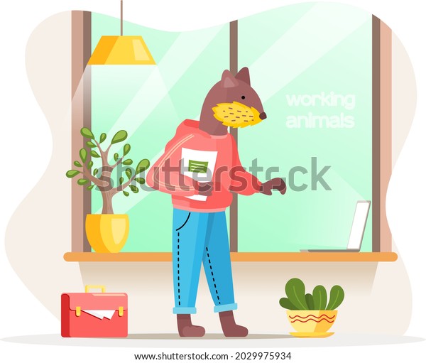 Working Animals Cute Cartoon Character Works Stock Vector (Royalty Free ...