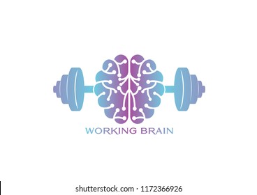 Working Brain Barbell Brain Icon Logo Stock Vector (Royalty Free ...