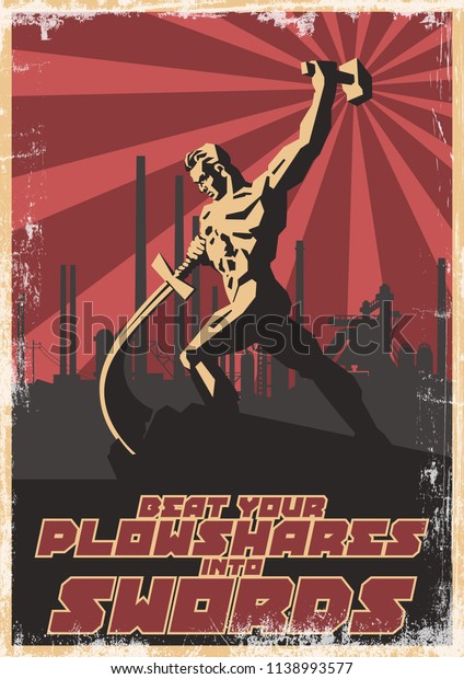 Working Class Soviet Propaganda Poster Stylization Stock Vector ...