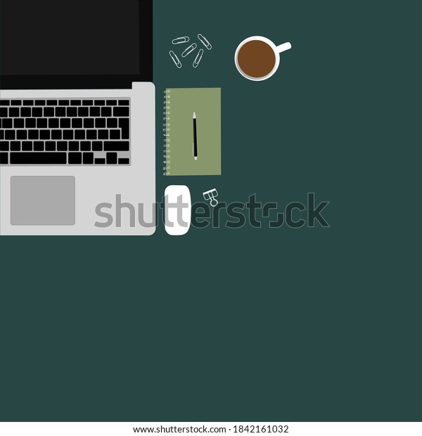 Working Desk Top View Vector Backgroundconceptempty Stock Vector ...