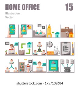 Working Home Icons Set Flat Symbol Stock Vector (Royalty Free ...