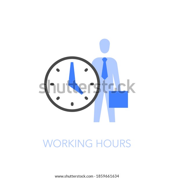 Working Hours Symbol Employee Clock Easy Stock Vector (Royalty Free ...