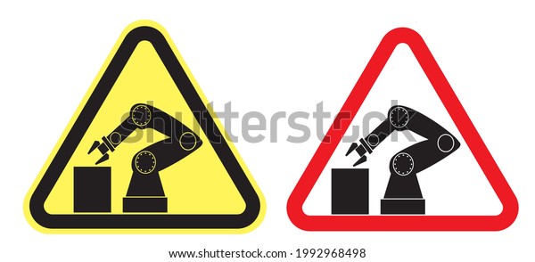Working Industrial Robot Hazard Sign Stock Vector (Royalty Free ...