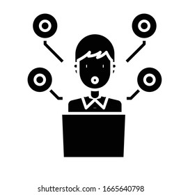 Working Manager Black Icon Concept Illustration Stock Vector (Royalty ...