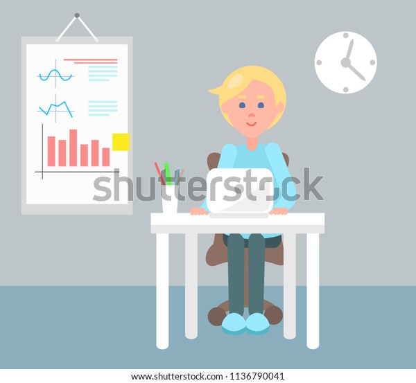 Working Office Employee Color Vector Illustration Stock Vector (Royalty ...