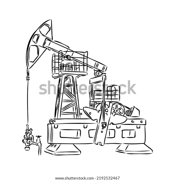 Working Oil Pump Hand Drawn Sketch Stock Vector (Royalty Free ...