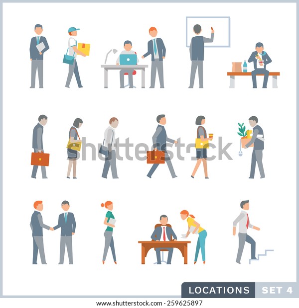Working People Office Flat Icons Stock Vector (Royalty Free) 259625897