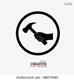 Working Symbol Hand Hammer Vector Illustration Stock Vector (Royalty ...