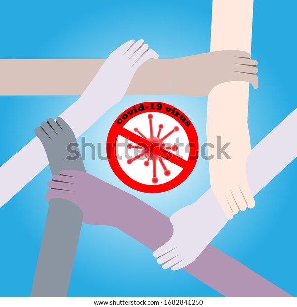 Working Together Prevent Covid 19 Virus Stock Vector (Royalty Free ...
