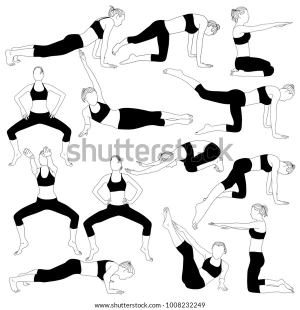 Workout Girl Vector Collection Slim Woman: vector de stock (libre de ...