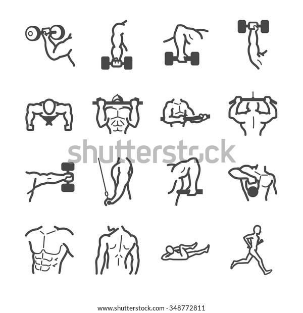 Workouts Icon Set Included Icons Muscle Stock Vector (Royalty Free ...