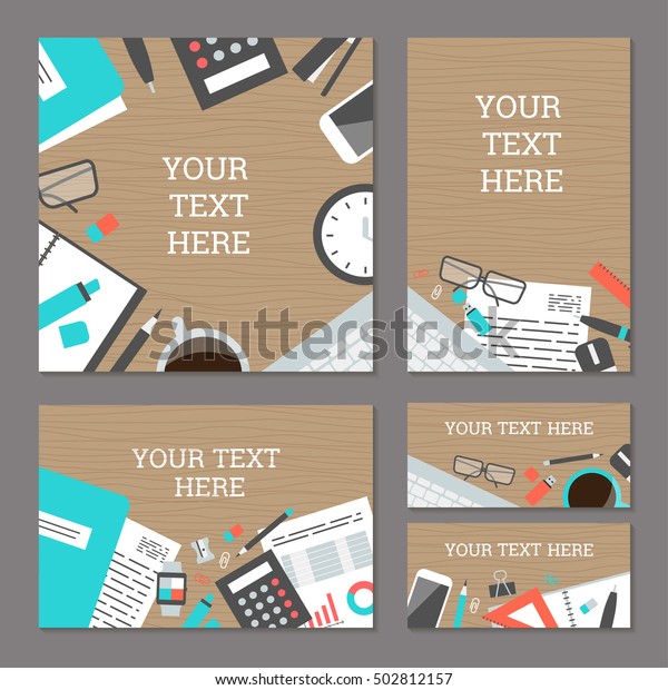 Workplace Collection Concept Office Items Equipment Stock Vector ...