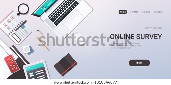 Workplace Desk Online Testing Questionnaire Form: wektor stockowy (bez ...