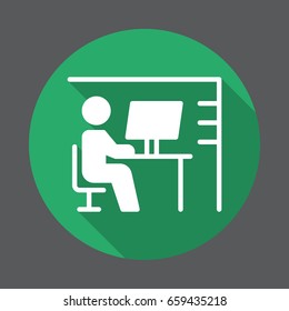 Workplace Desk Workspace Flat Icon Round Stock Vector (Royalty Free) 659435218